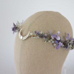 Crescent Moon Crown, Elven Headband, Lavender Fairy Costume, Wedding ...