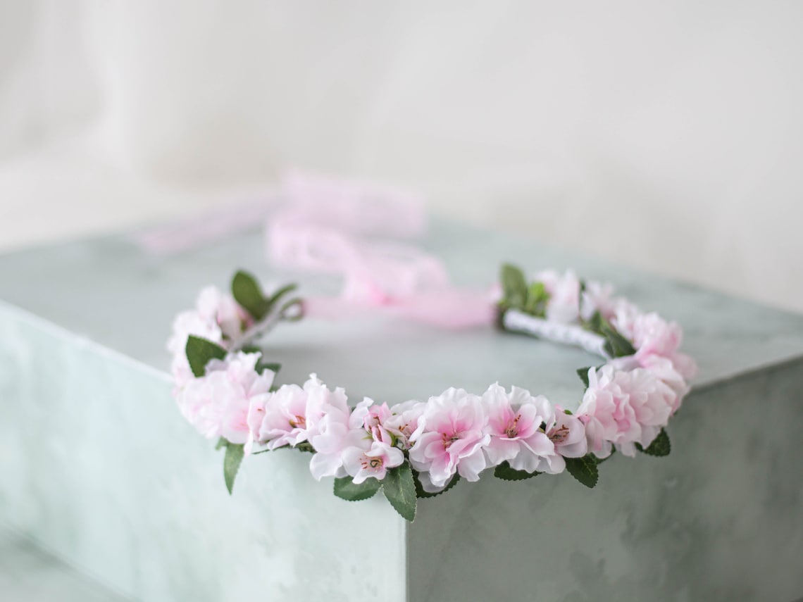 Cherry Blossom Flower Crown for Wedding Sakura Hair Wreath | Etsy
