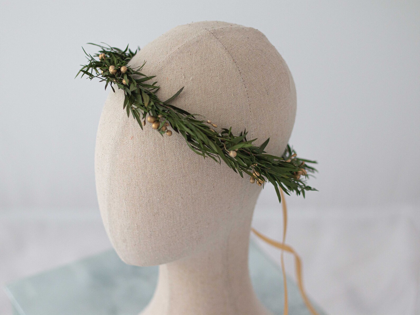Greenery Flower Crown for Wedding Green Gold Flower Halo - Etsy