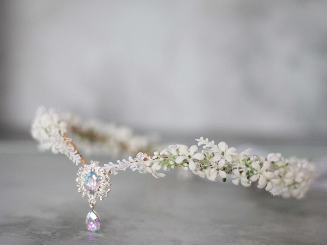 Elf Crown Wedding, Elven Circlet, Fairy Tiara, White Bridal Headpiece ...