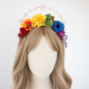 Colorful Flower Hedband, Rainbow Flower Headdress, Bright Color ...