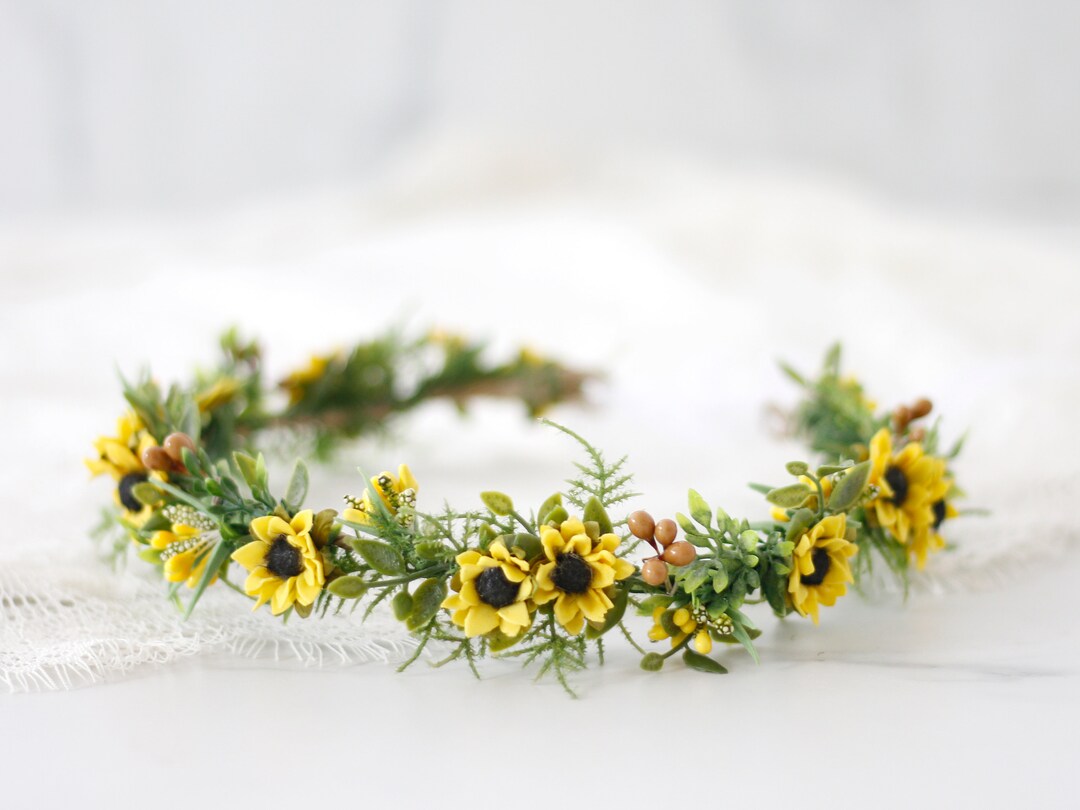 Sunflower Flower Crown Sunflower Headpiece Yellow Hair - Etsy