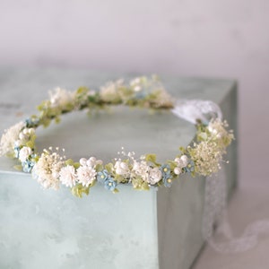 Light Blue Flower Crown for Wedding, Dusty Blue Hair Crown, Dainty ...
