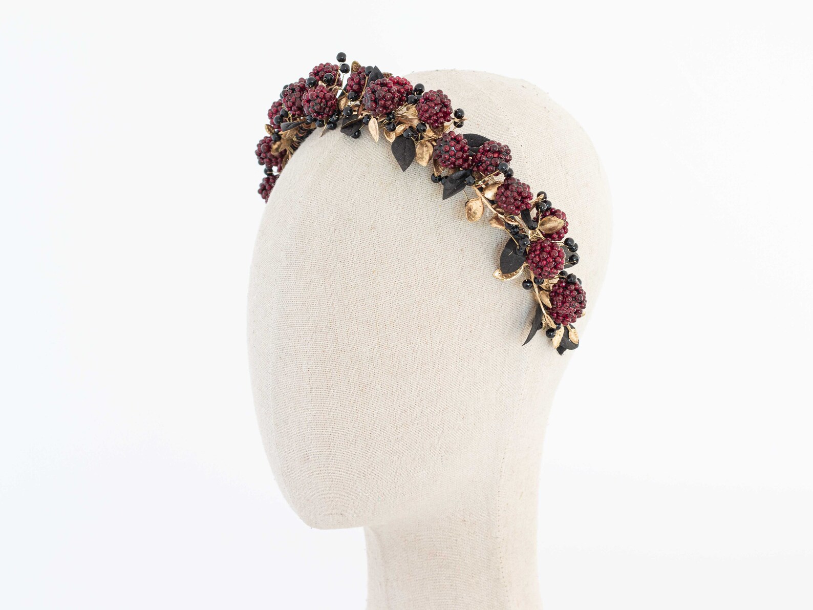 Burgundy Black Crown With Raspberries Dark Flower Crown - Etsy