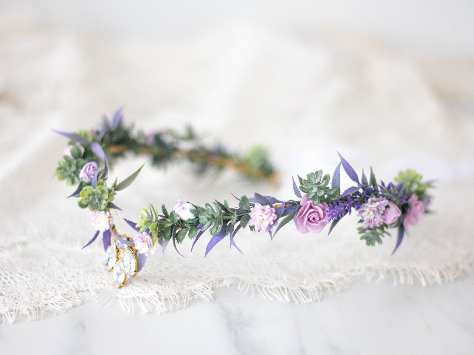Elven Flower Crown Wedding Lavender Purple Elf Tiara for - Etsy