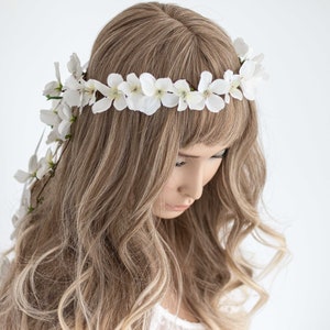 Cascading Flower Crown Wedding, Apple Blossoms Flower Garland, White ...