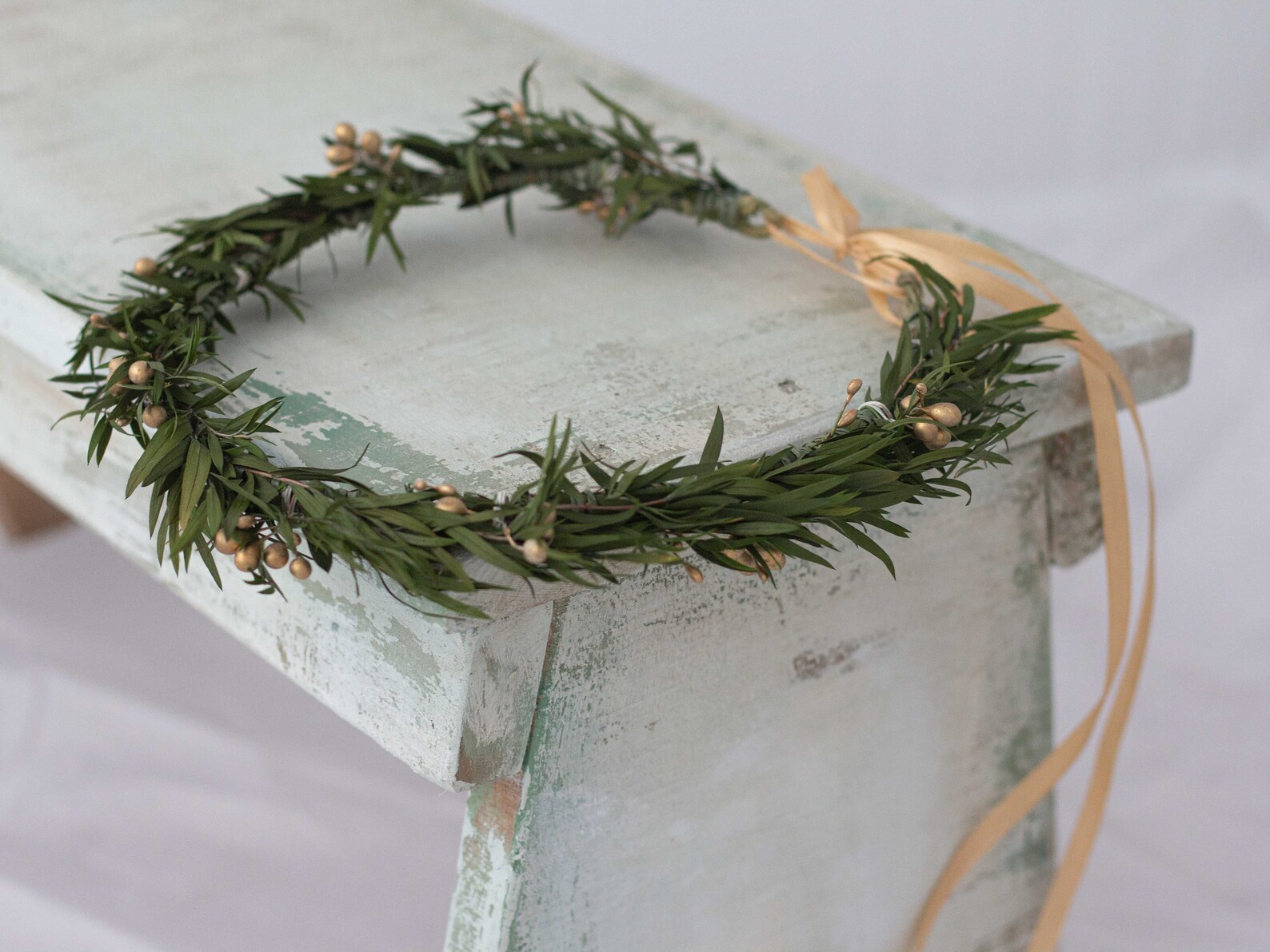 Greenery Flower Crown for Wedding Green Gold Flower Halo - Etsy