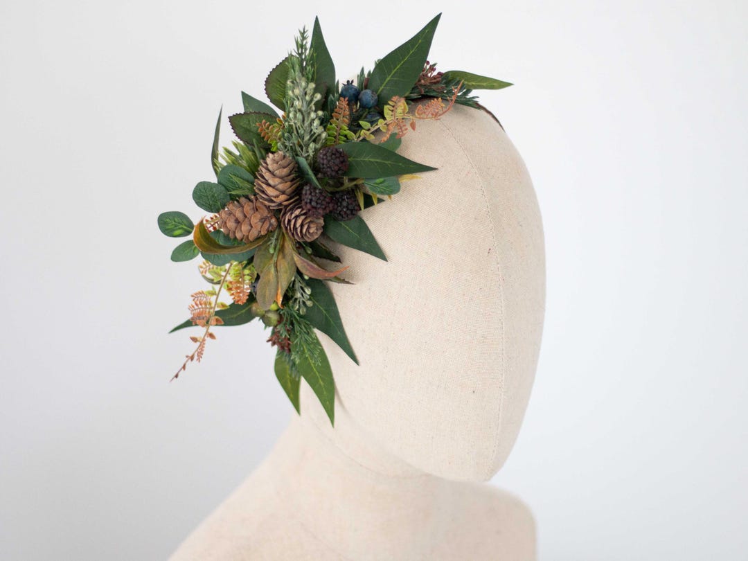 Forest Headband Fascinator, Woodland Flower Headpiece, Greenery Floral ...