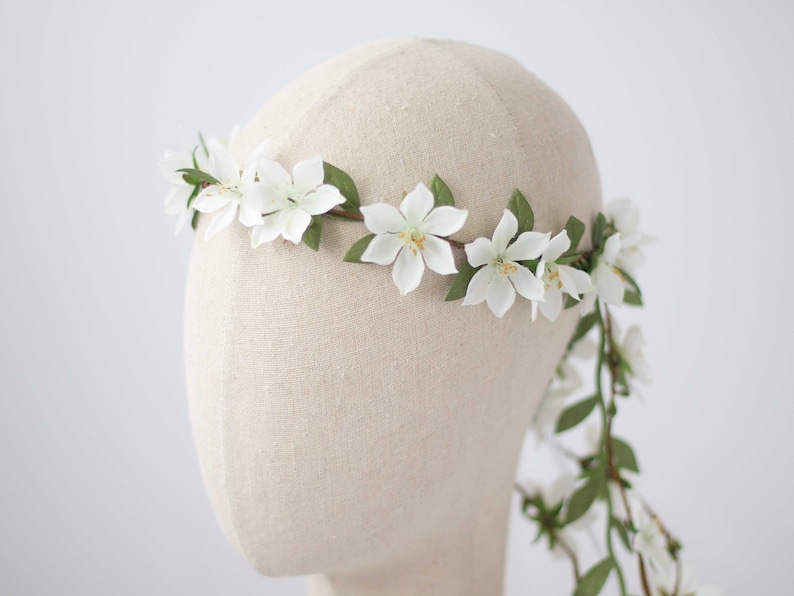 Delicate White Cascade Flower Crown Wedding Flower Crown - Etsy