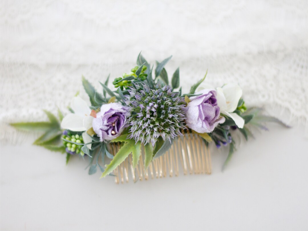 Bridal Purple Comb, Purple Flower Comb, Bridal Hair Comb, Floral Comb ...