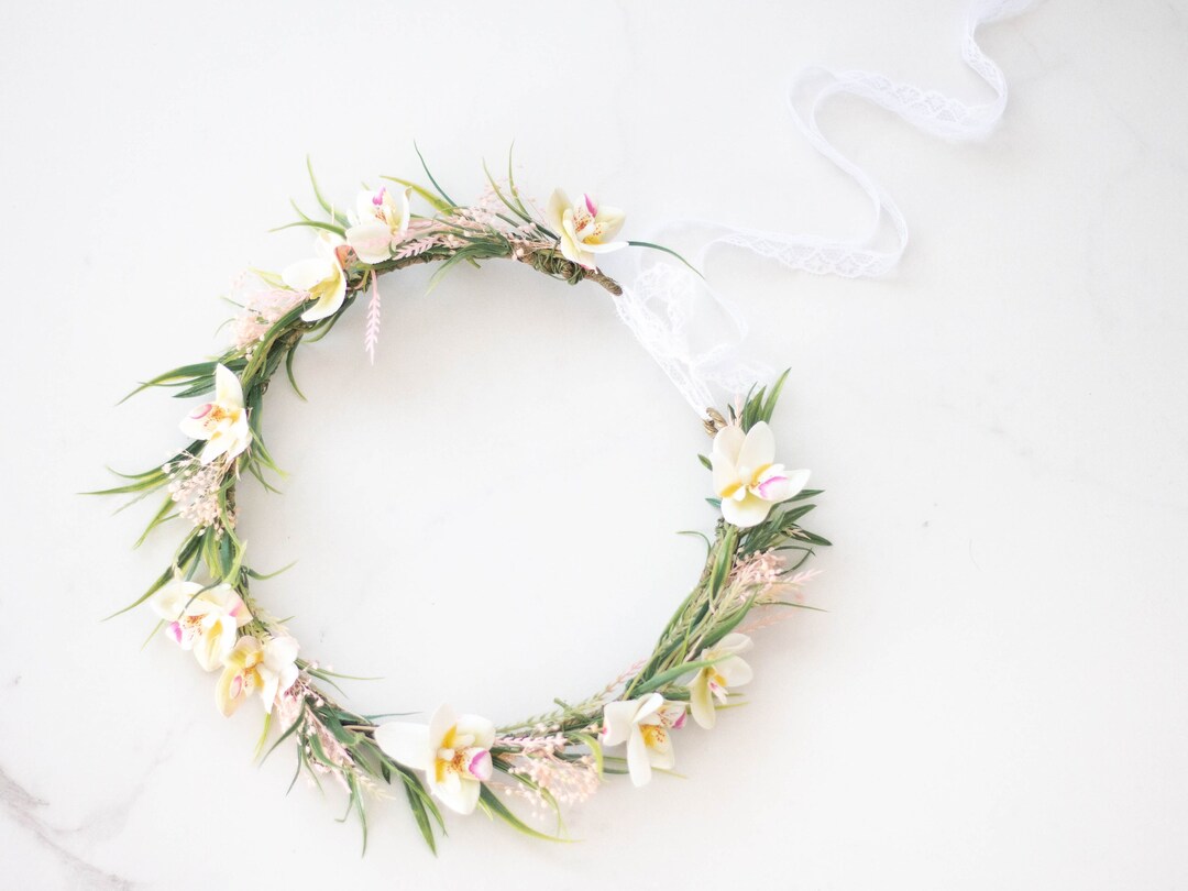 Tropical Flower Crown, Pastel Flower Crown, Orchid Flower Headband ...