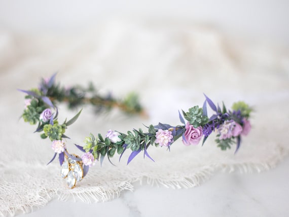 Elven Flower Crown Wedding Lavender Purple Elf Tiara for - Etsy