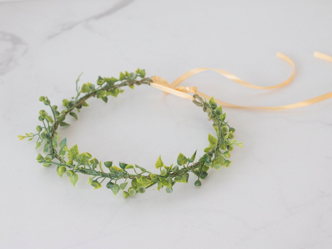 Green Leaf Crown Greenery Bridal Crown Dainty Leaf Crown - Etsy