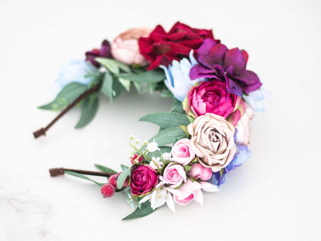 Flower Headband Wedding, Frida Kahlo Flower Headpiece, Summer Festival ...