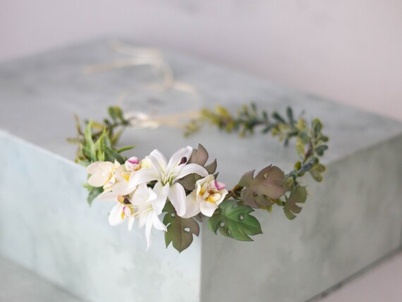 Tropical flower crown | Etsy