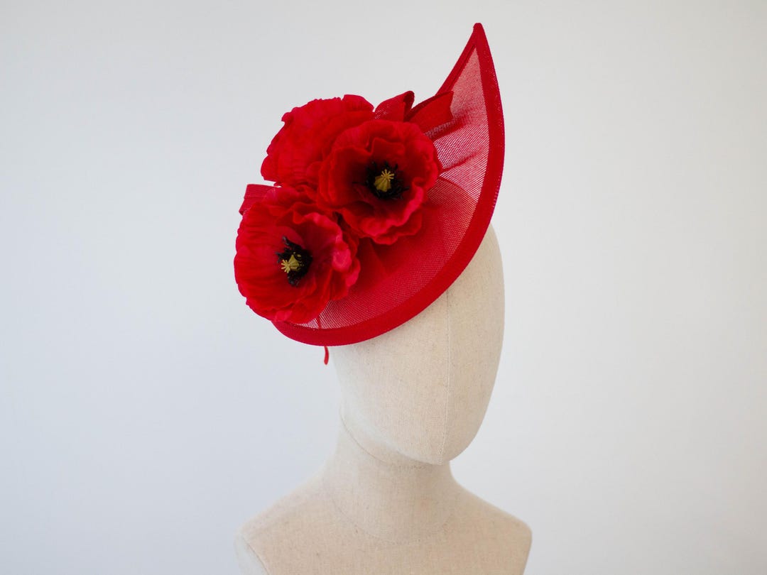 Red Poppy Fascinator: Wedding Guest Headband - Etsy