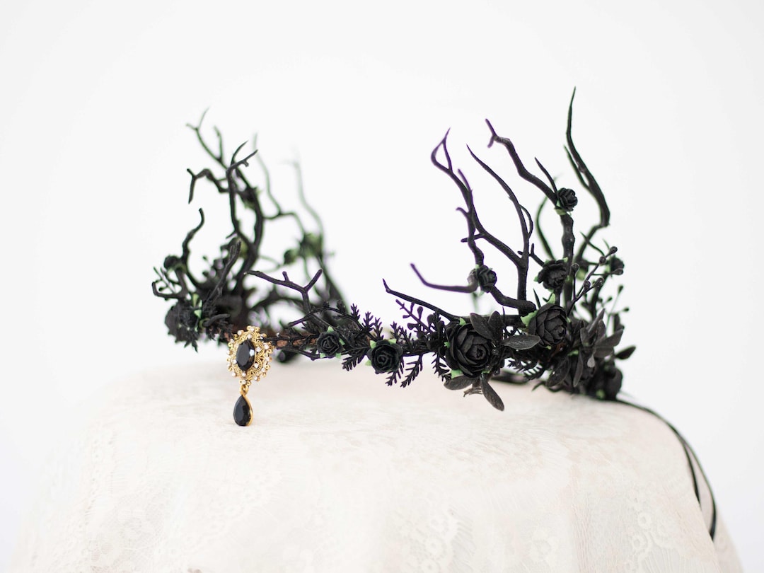 Black Elven Crown, Forest Elf King, Dark Elvish Circlet, Witchy Gift ...