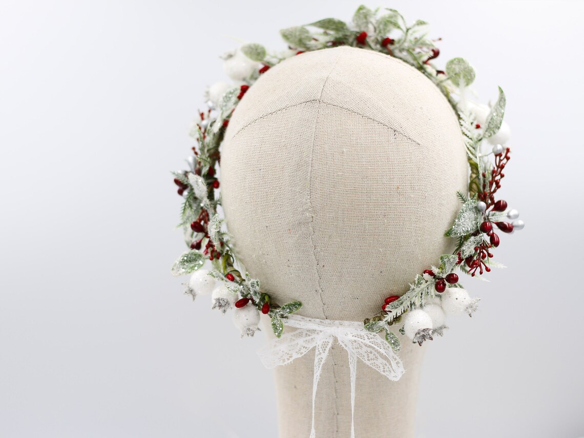 Frosted Flower Crown Winter Crown Holiday Crown Christmas | Etsy