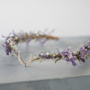 Crescent Moon Crown, Elven Headband, Lavender Fairy Costume, Wedding ...