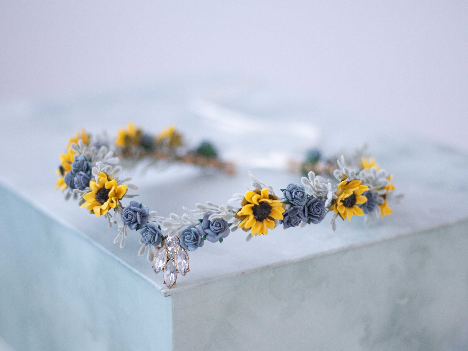 Sunflower Elven Tiara With Gem Elvish Headpiece Flower Crown - Etsy