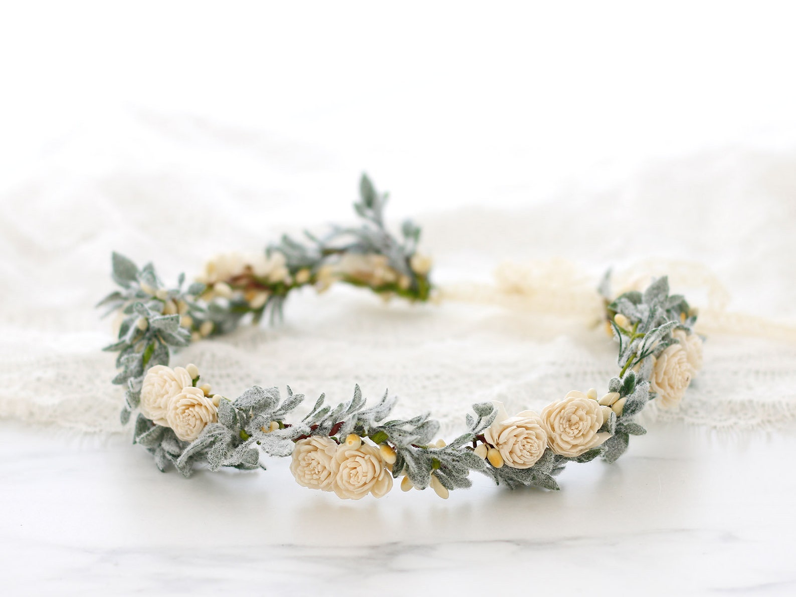 Rustic Flower Crown Wedding Floral Headband Bride - Etsy