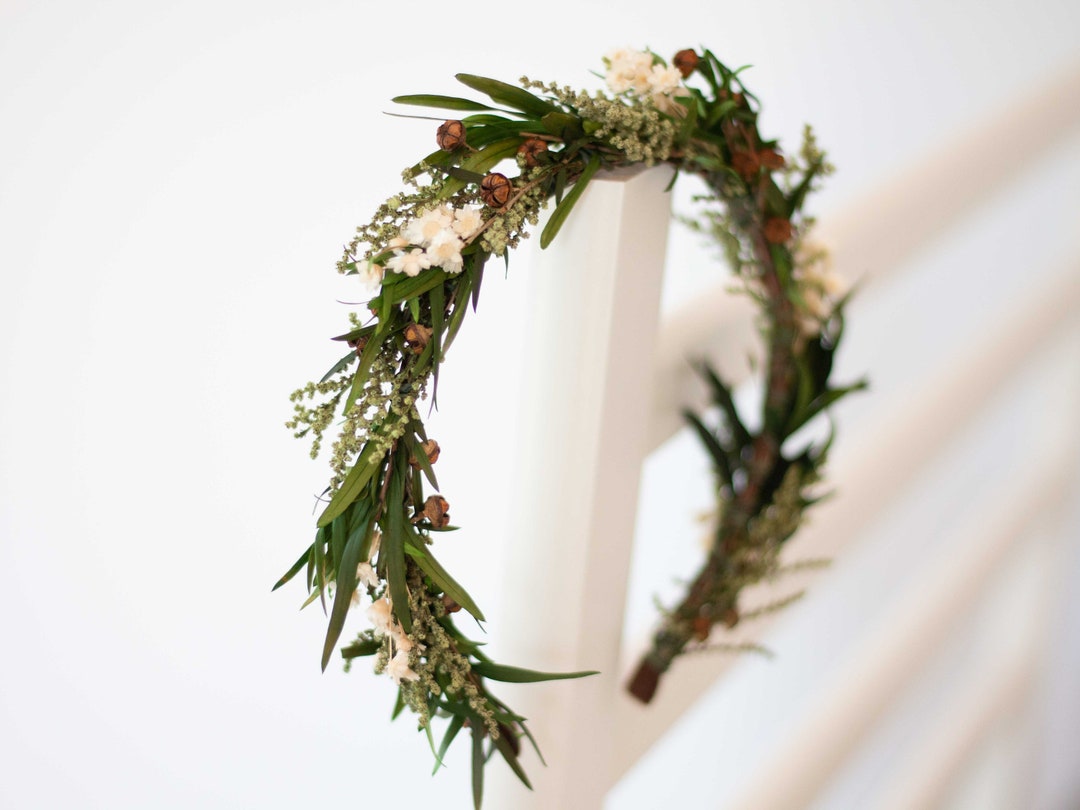 Dried Flower Headband, Preserved Leaf Crown Wedding, Forest Flower Hair ...