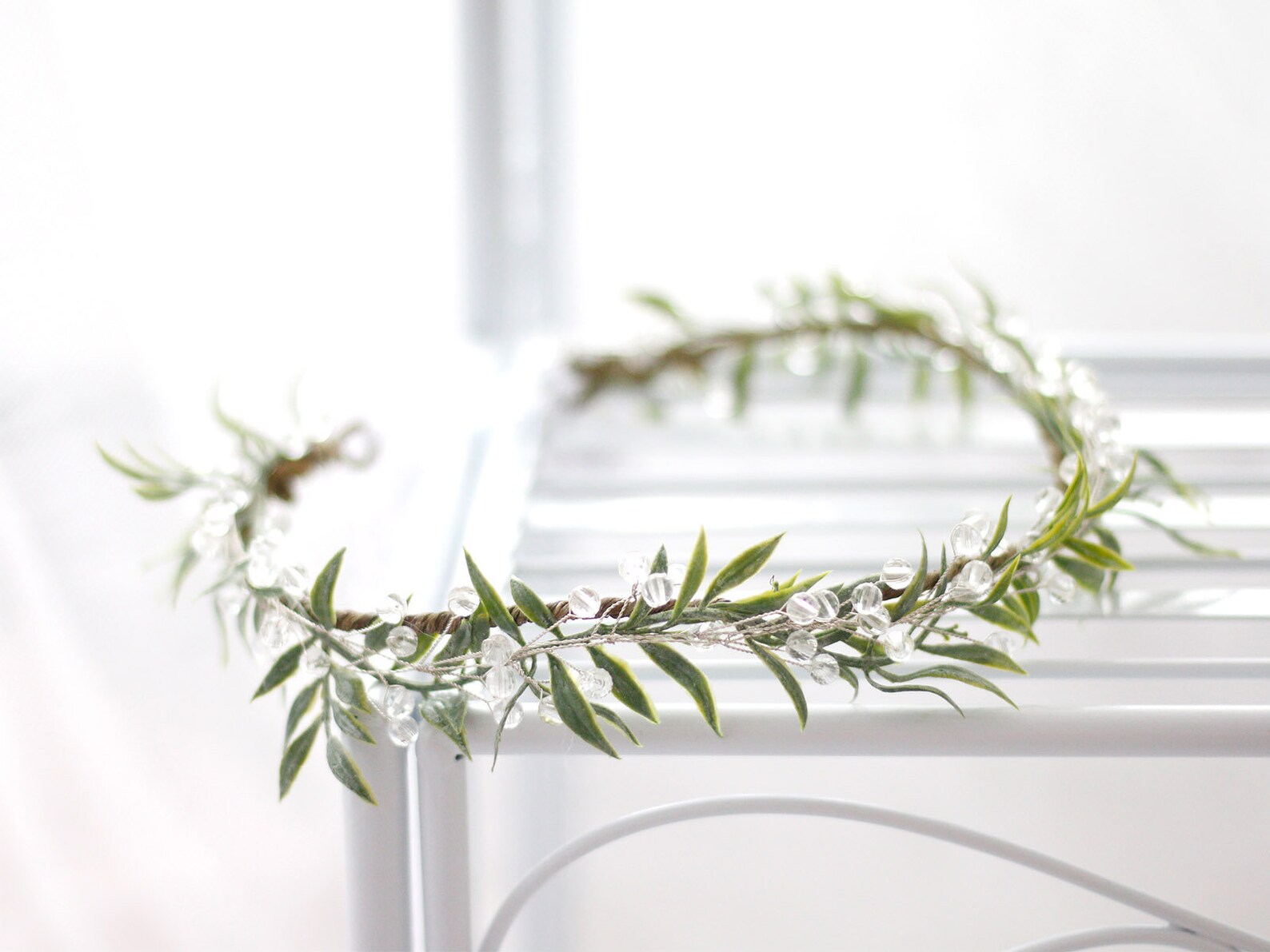 Leaf Flower Crown Greenery Flower Crown Crystal Flower - Etsy