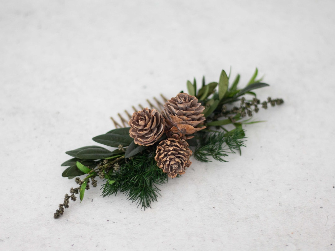 Pine Cone Hair Comb Wedding, Greenery Hair Comb, Dried Floral Comb ...