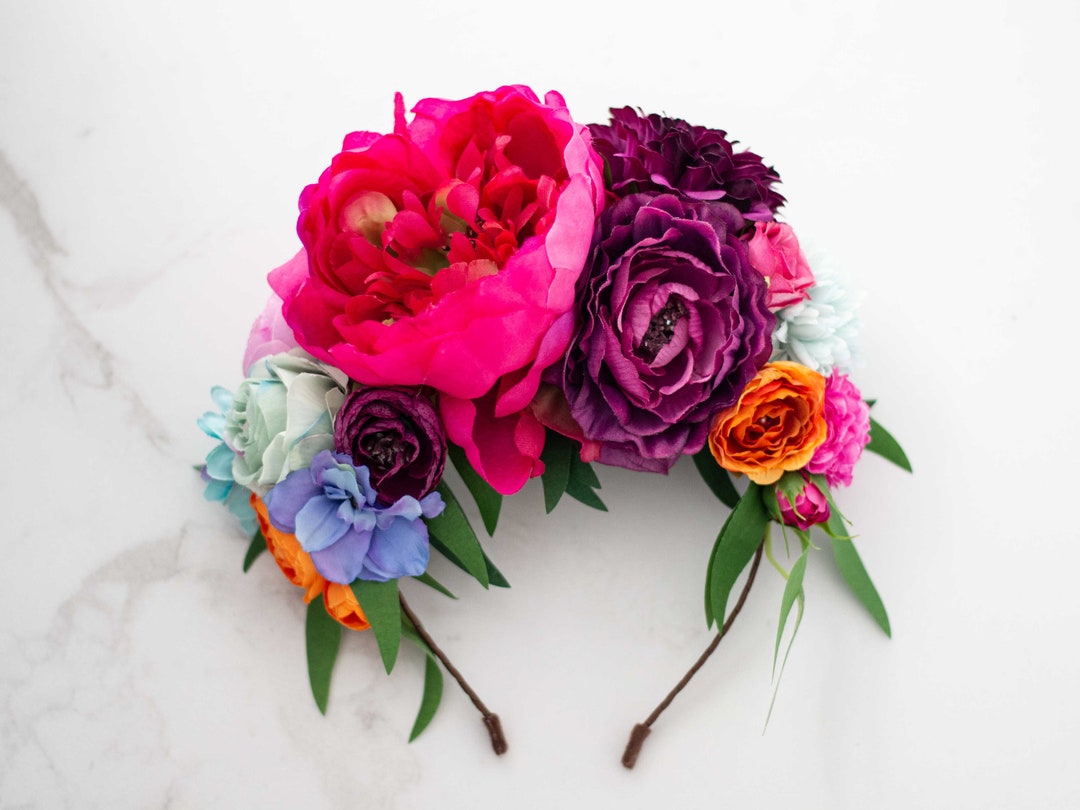 Colorful Flower Headband, Boho Floral Crown, Adjustable - Etsy