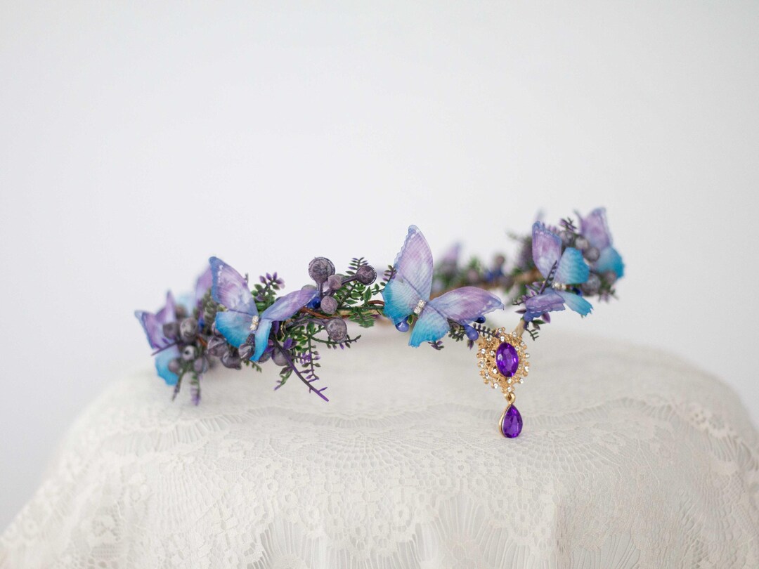 Fairy Crown for Fantasy Wedding, Butterfly Tiara, Elf Hairpiece ...