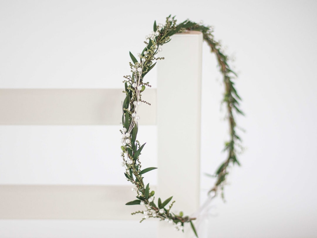Pearl Leaf Wedding Crown: Preserved Natural Greenery Flower Headband - Etsy