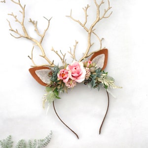 Deer Antler Headband With Golden Horns, Woodland Birthday Party, Faun ...