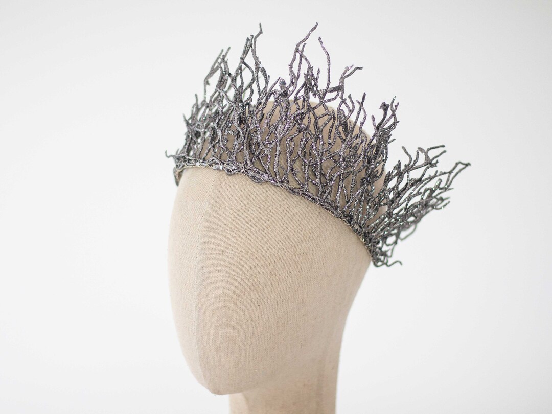 Dark Glitter Crown, Shiny Twig Crown, Glitter Halo Headpiece, Festival ...