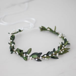 Real Leaf Flower Crown, Pearl Crown, Preserved Leaf Hair Wreath, Dainty ...