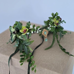 Green Orchid Fairy Crown: Greenery Elven Headpiece for Fantasy Wedding ...