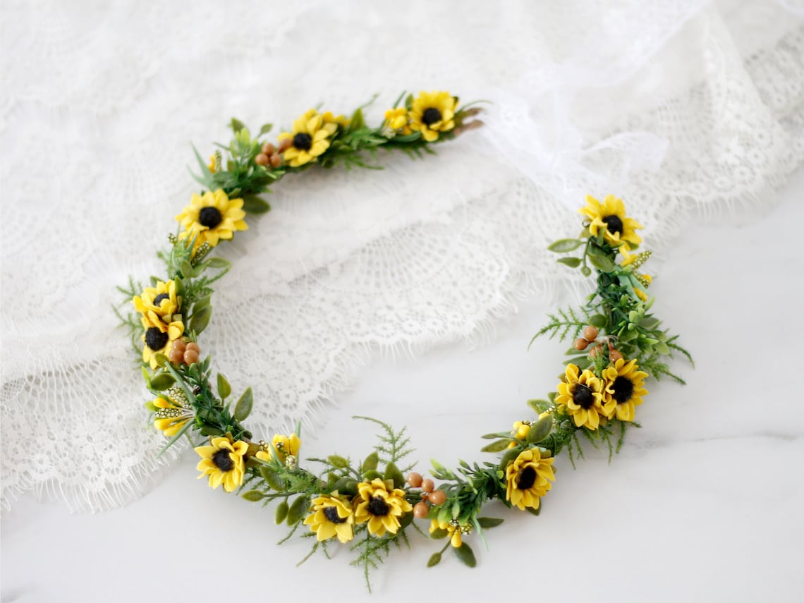 Sunflower Flower Crown Sunflower Headpiece Yellow Hair - Etsy