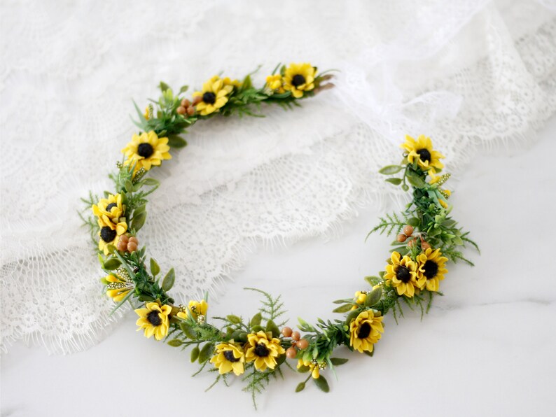 Sunflower Flower Crown Sunflower Headpiece Yellow Hair - Etsy