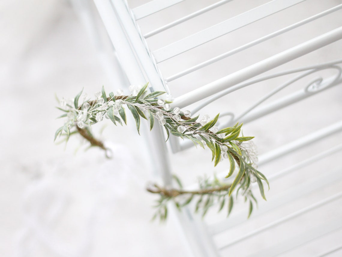 Leaf Flower Crown Greenery Flower Crown Crystal Flower - Etsy