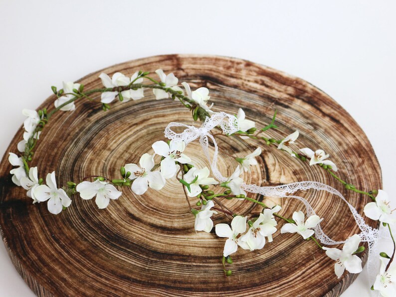 Delicate White Cascade Flower Crown Wedding Flower Crown | Etsy