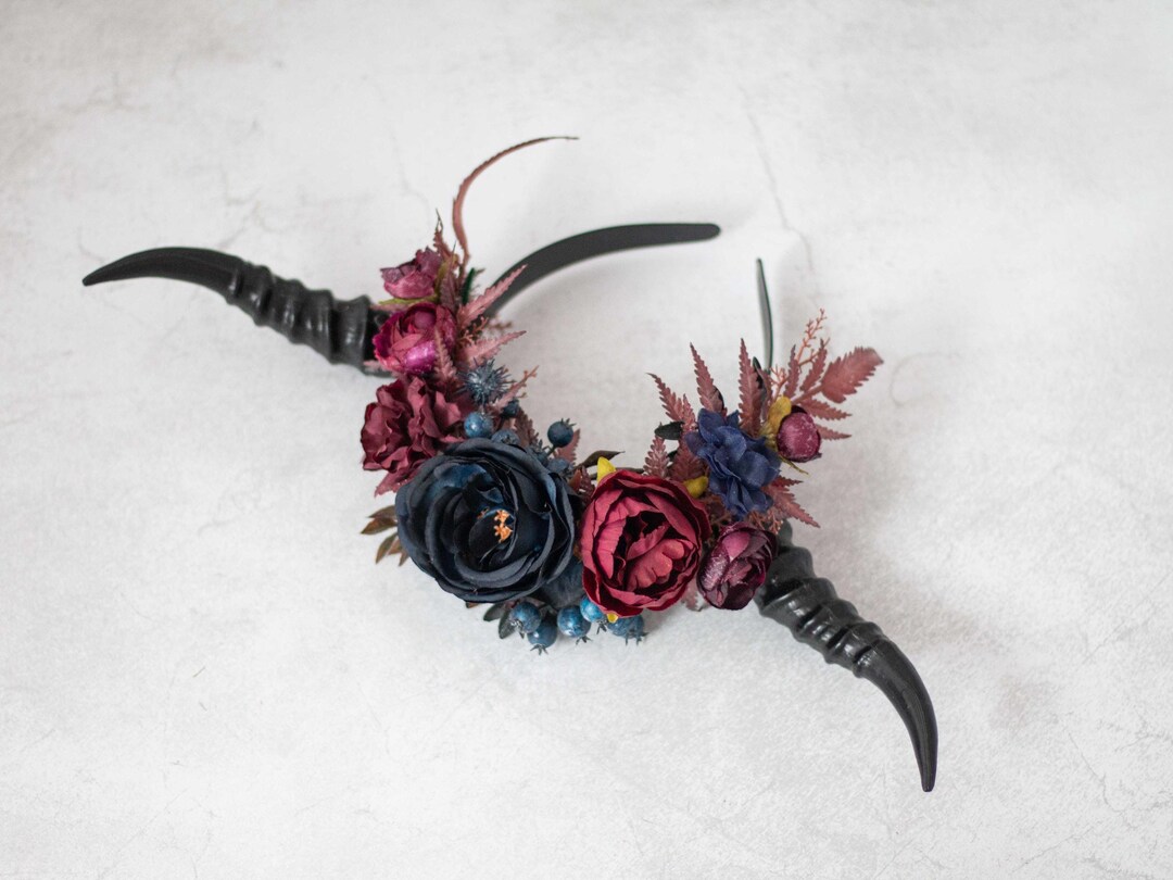 Evil Horns Headband, Pagan Antler Headpiece, Witch Crown, Black Faerie ...