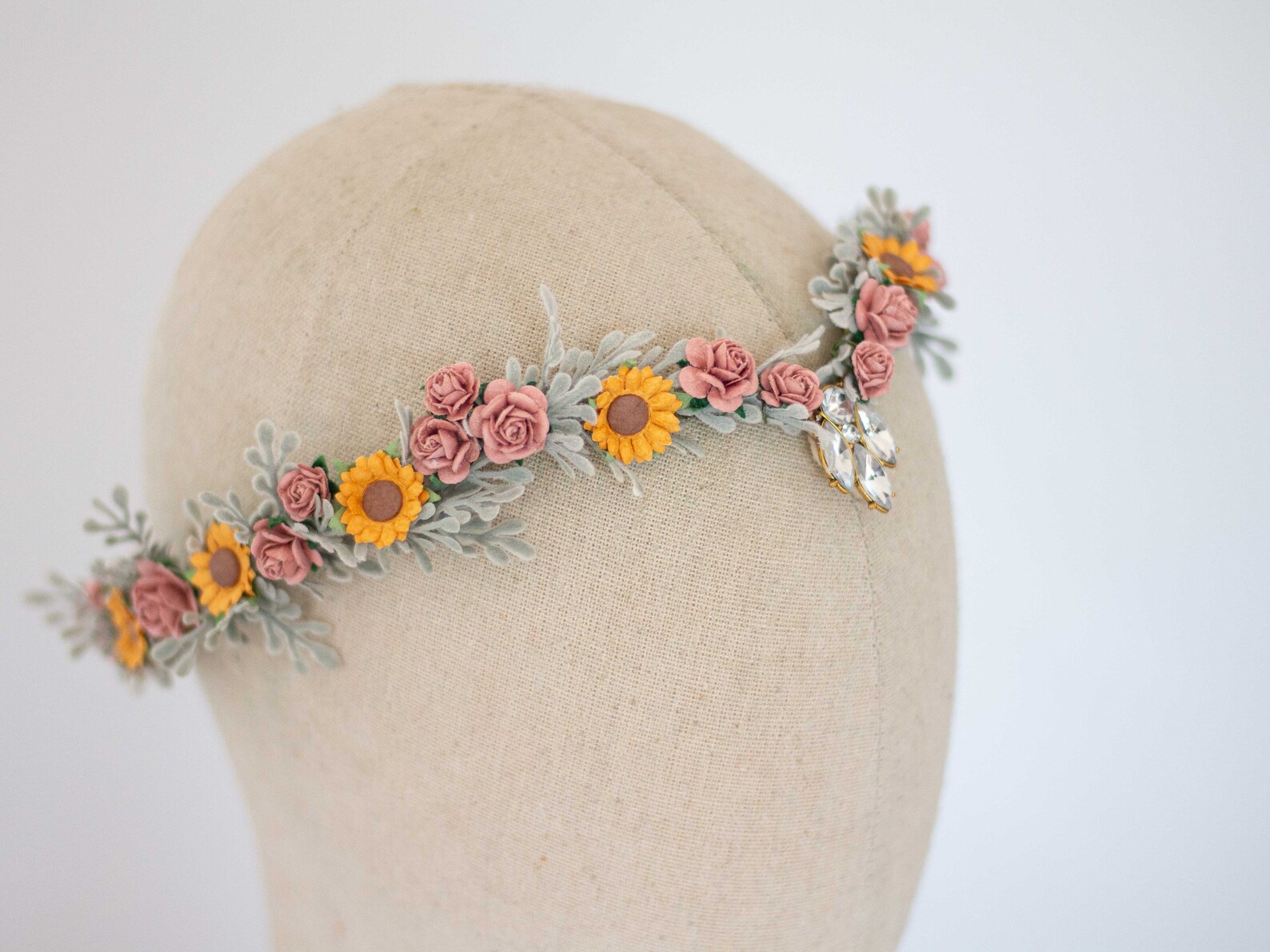 Sunflower Elven Tiara: Crystal Fairy Flower Crown Headband - Etsy