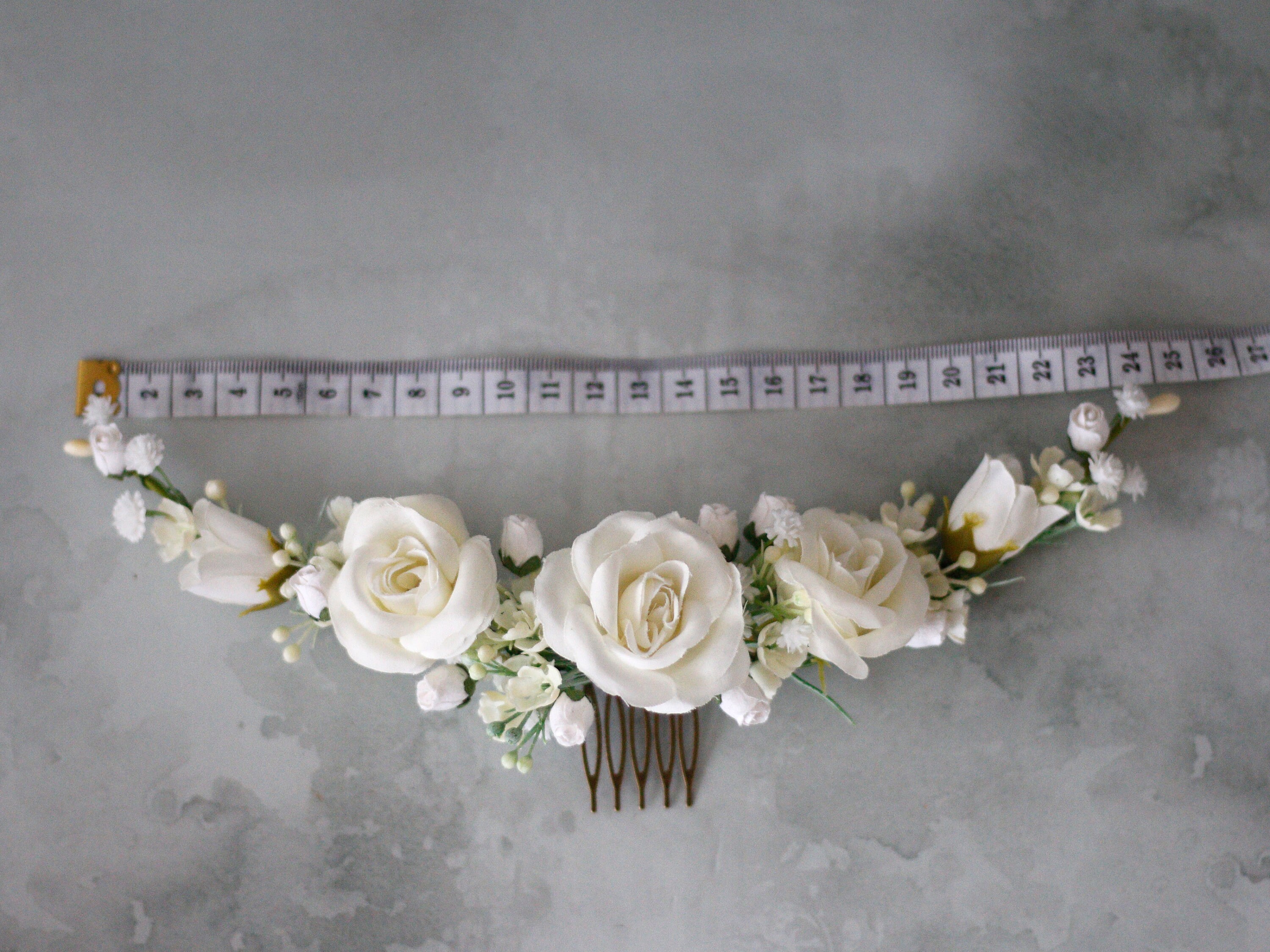 Ivory Flower Comb Wedding Ivory Rose Floral Hair Comb Bridal | Etsy
