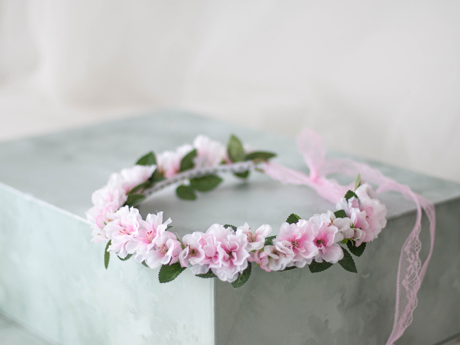 Cherry Blossom Flower Crown for Wedding Sakura Hair Wreath | Etsy