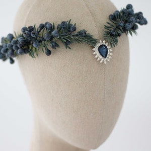 Blueberry Crown, Elven Tiara, Fairy Headband, Navy Blue Flower Crown ...