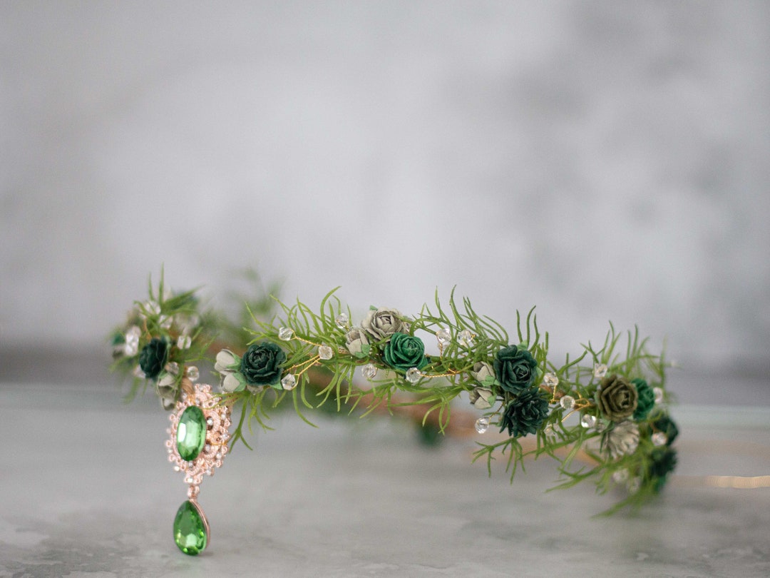 Greenery Flower Crown, Elven Circlet, Forehead Tiara, Fae Flower Crown ...