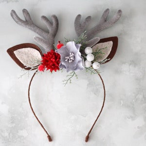 Deer Antler Headband, Reindeer Flower Crown, Fawn Headband, Deer ...
