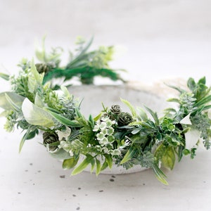 Greenery Leaf Crown Wedding, Green Bridal Crown, Succulent Floral Crown ...
