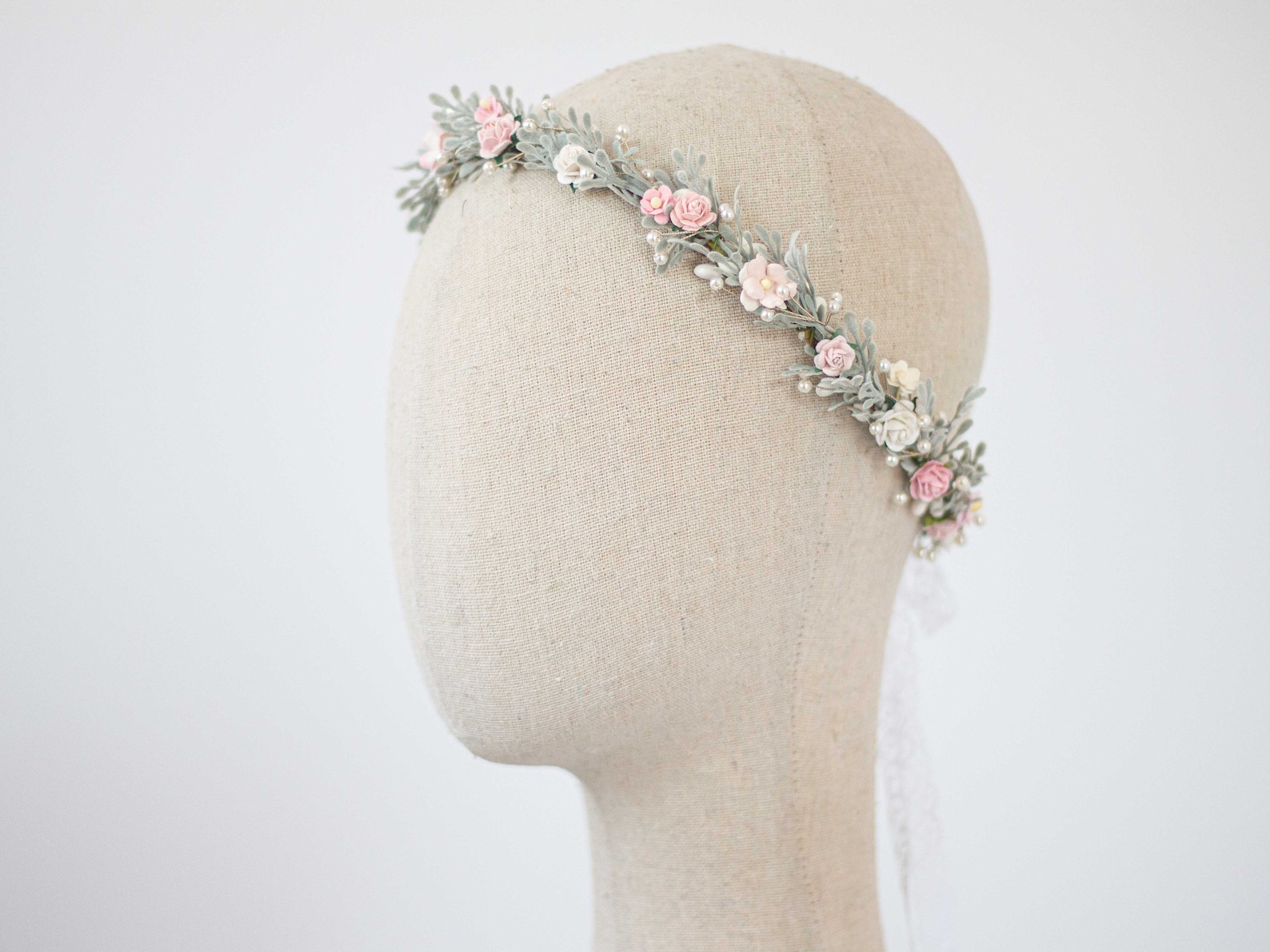 Pale Pink Rose Flower Crown for Women Rustic Hair Wreath - Etsy