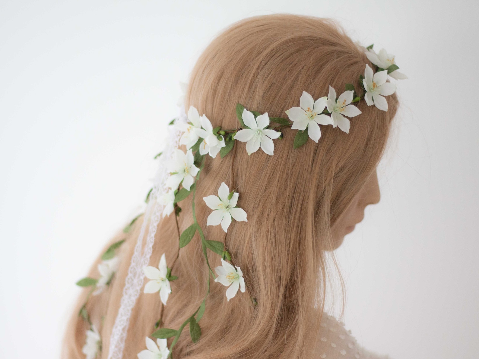 Delicate White Cascade Flower Crown Wedding Flower Crown - Etsy