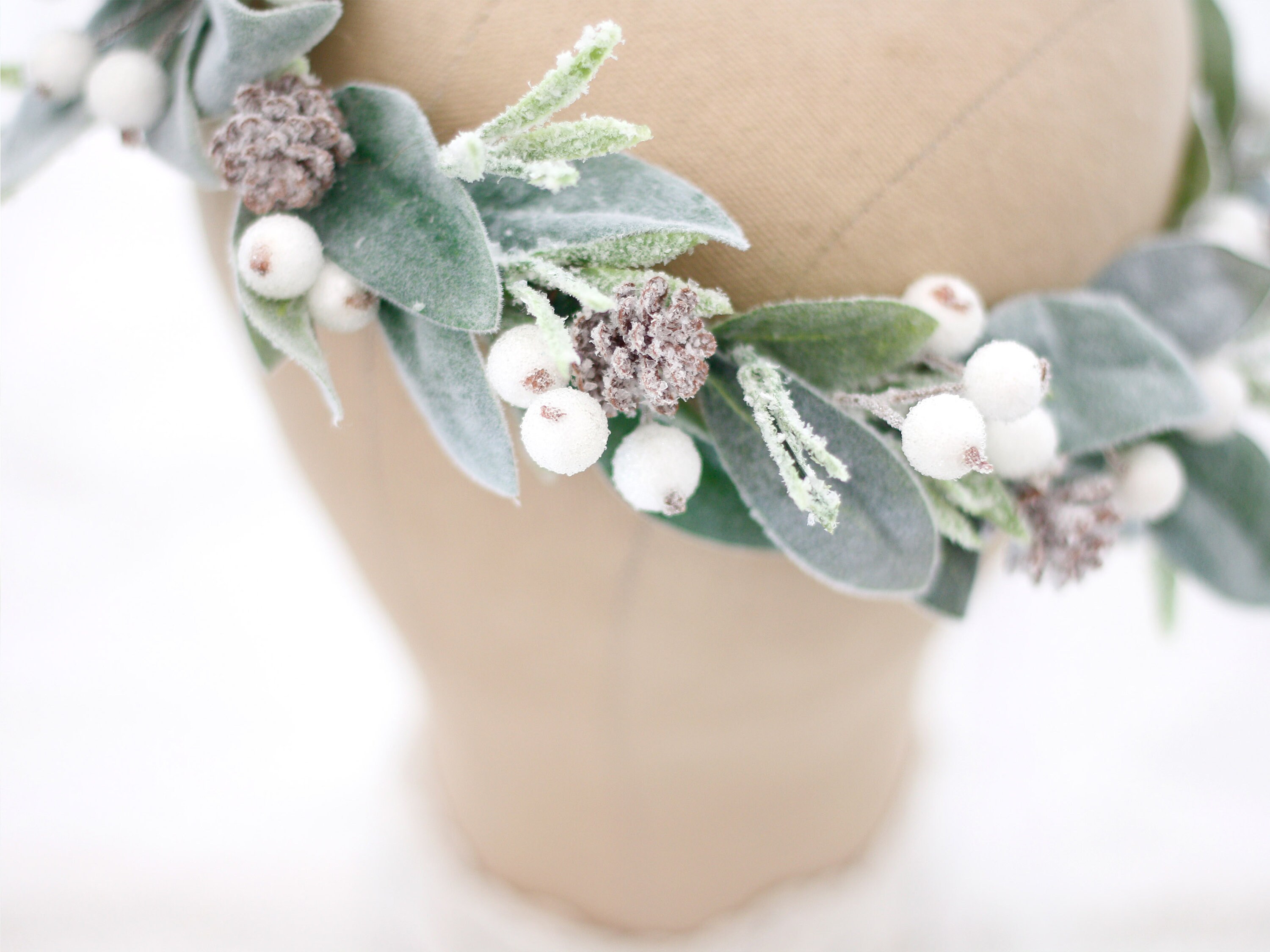 Winter flower crown wedding christmas hair accessories | Etsy